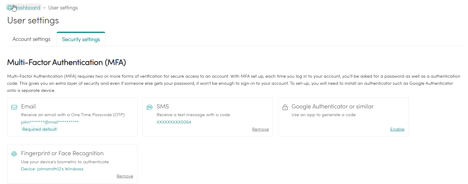 How do I manage (enable/remove) my Multi-Factor Authentication methods ...