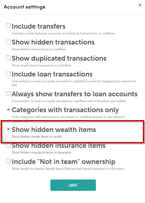 How do I hide and unhide a wealth item, like a bank account? – Client ...