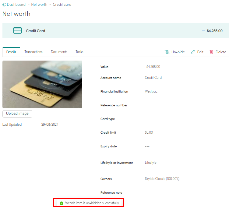 How do I hide/unhide a Wealth item? – Client Portal