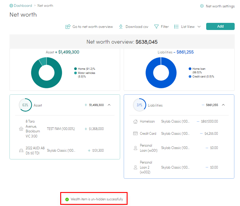 How do I hide/unhide a Wealth item? – Client Portal
