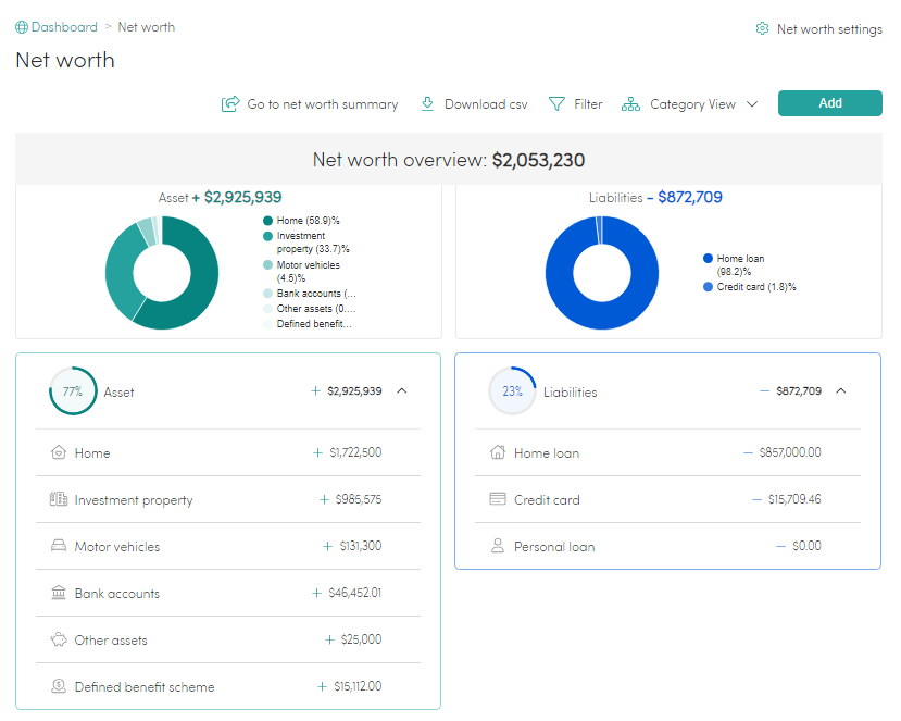 How do I use the Net worth Settings? – Client Portal