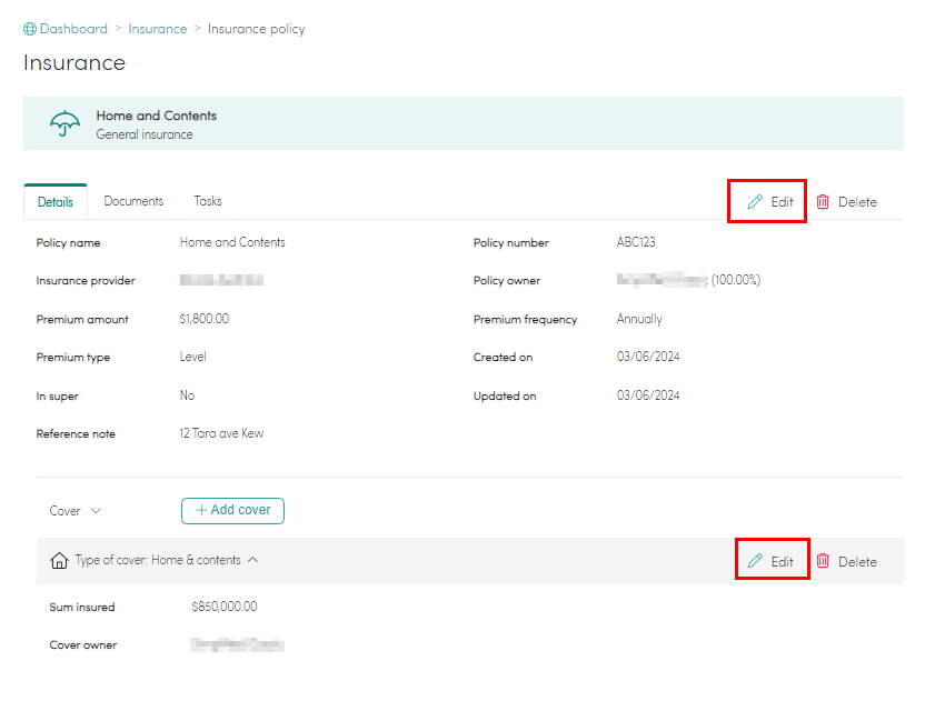 How do I edit my insurance policy or cover ? – Client Portal